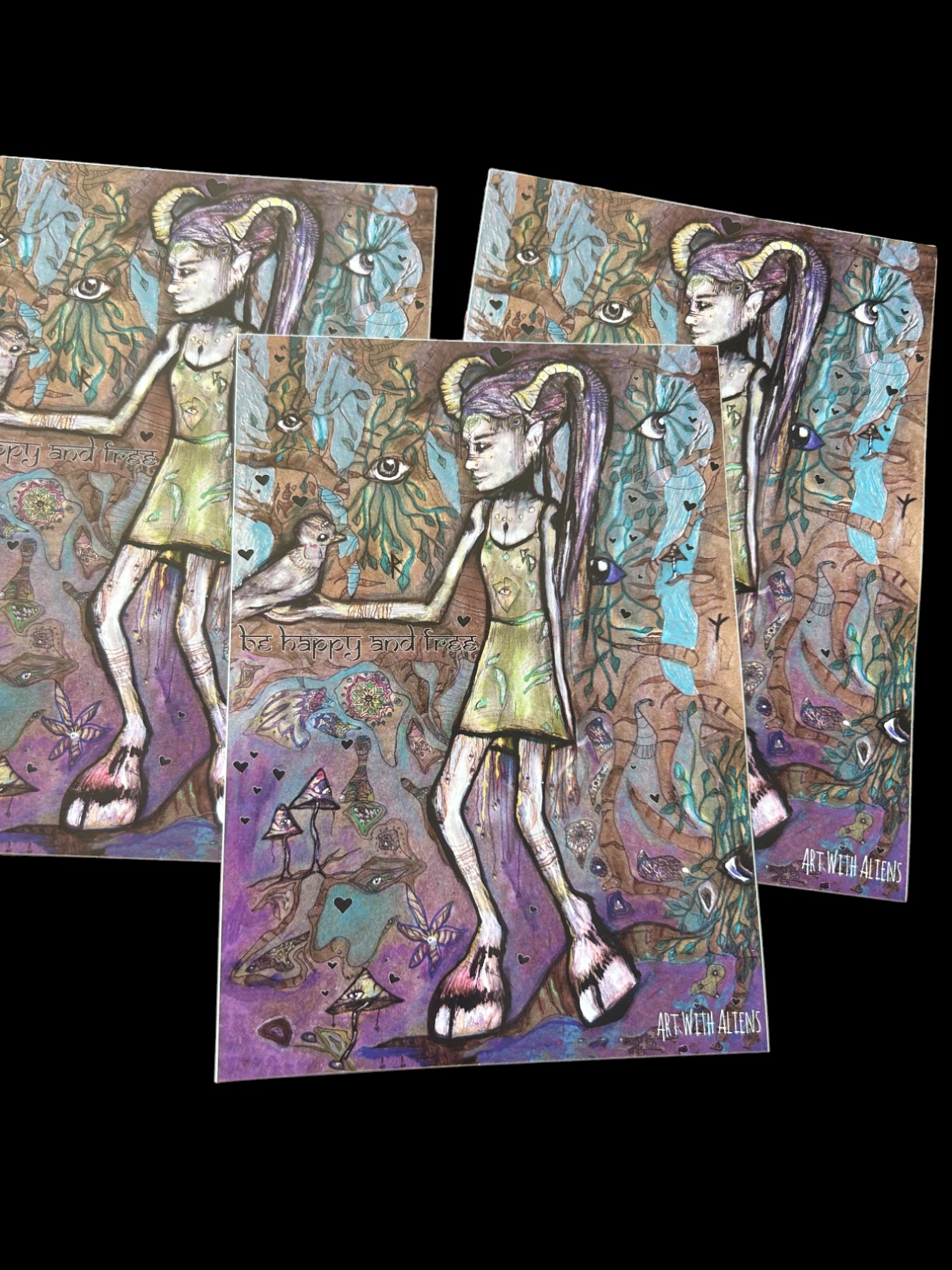 A6 stickers 'Free' (Pack of 3) - Art With Aliens