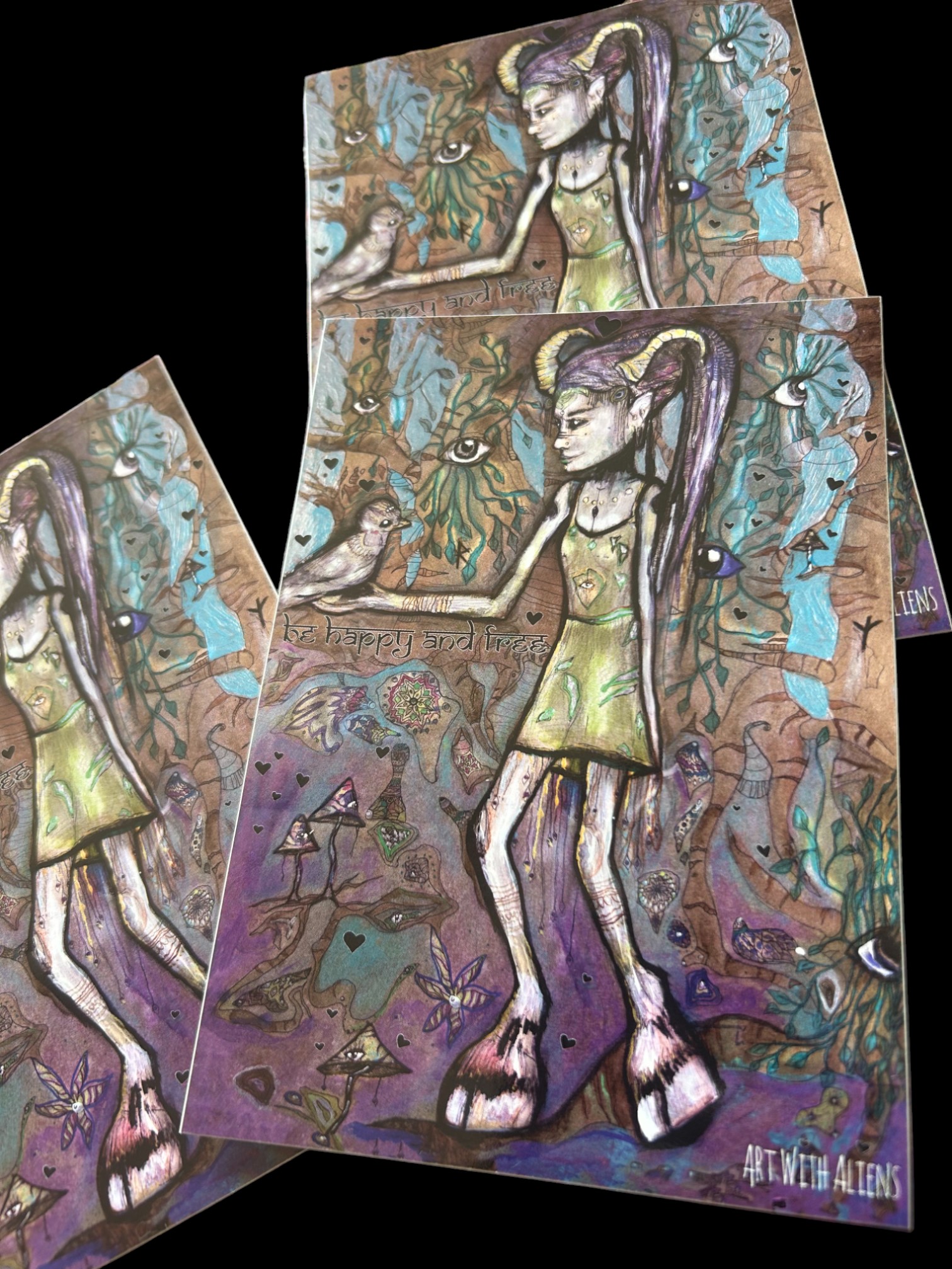 A6 stickers 'Free' (Pack of 3) - Art With Aliens