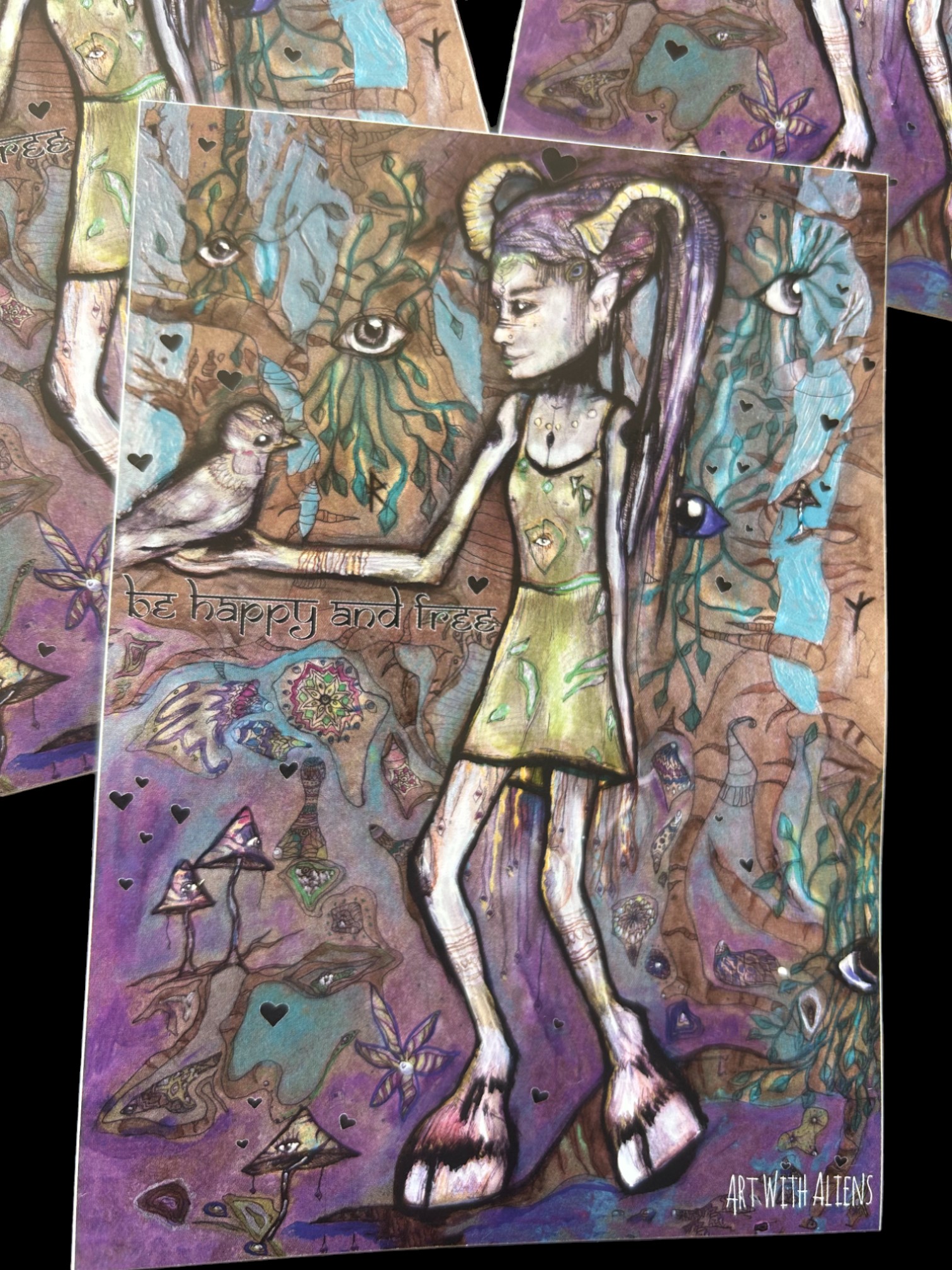 A6 stickers 'Free' (Pack of 3) - Art With Aliens