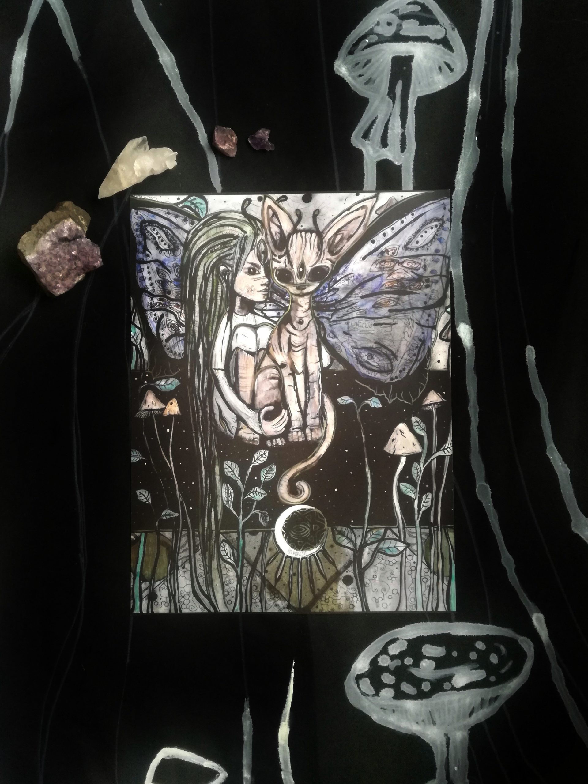 Print 'Moth Cat' - Art With Aliens